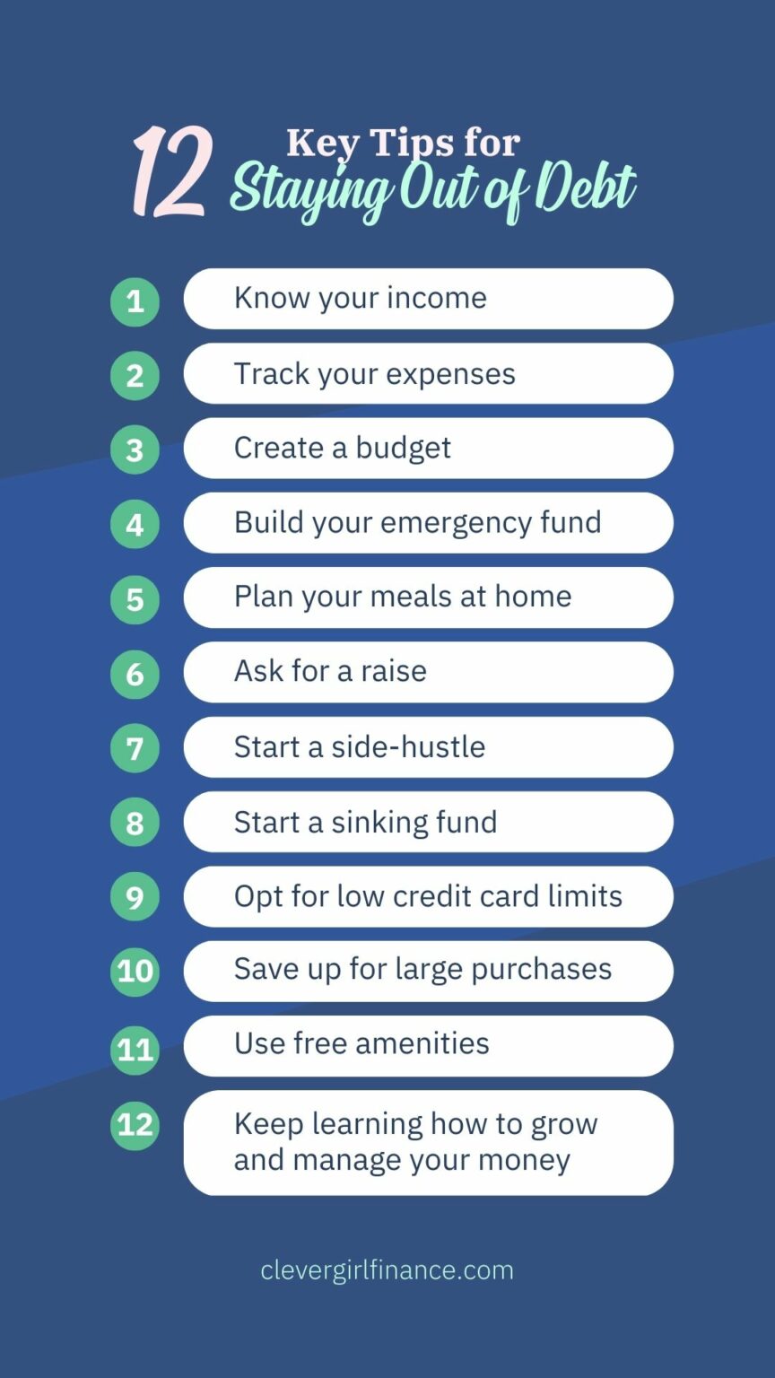 12 Key Tips For Staying Out Of Debt | Clever Girl Finance